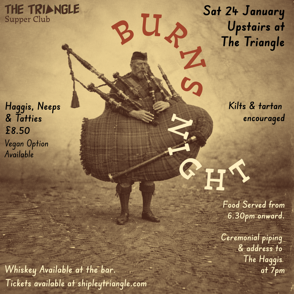 Saturday 24 January 2026 from 6.30pm - Triangle Supper Club - Burns Ni ...